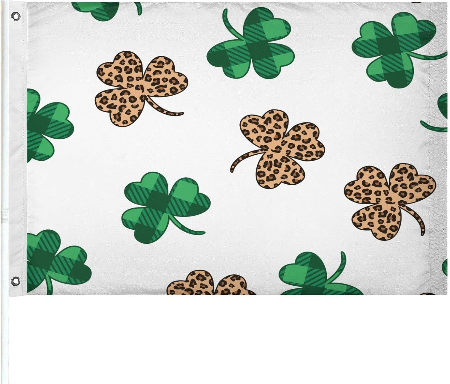 Clovers Plaid Leopard Skin Flag Outdoor Garden Flag for Outside Funny ...