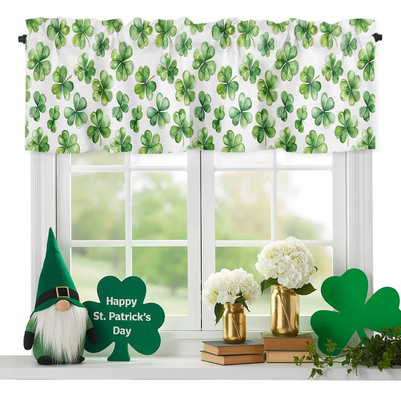 Clovers Shamrock Valances for Windows, Green Leaves Valance Window ...