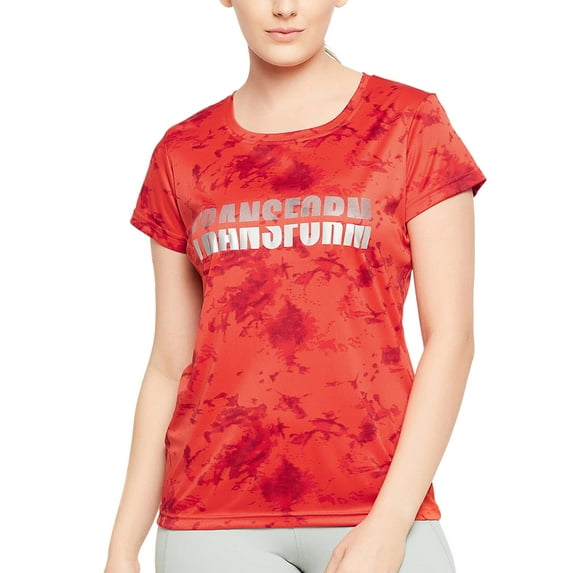 Clovia Women'S Comfort-Fit Active Text Print T-Shirt With Reflective ...