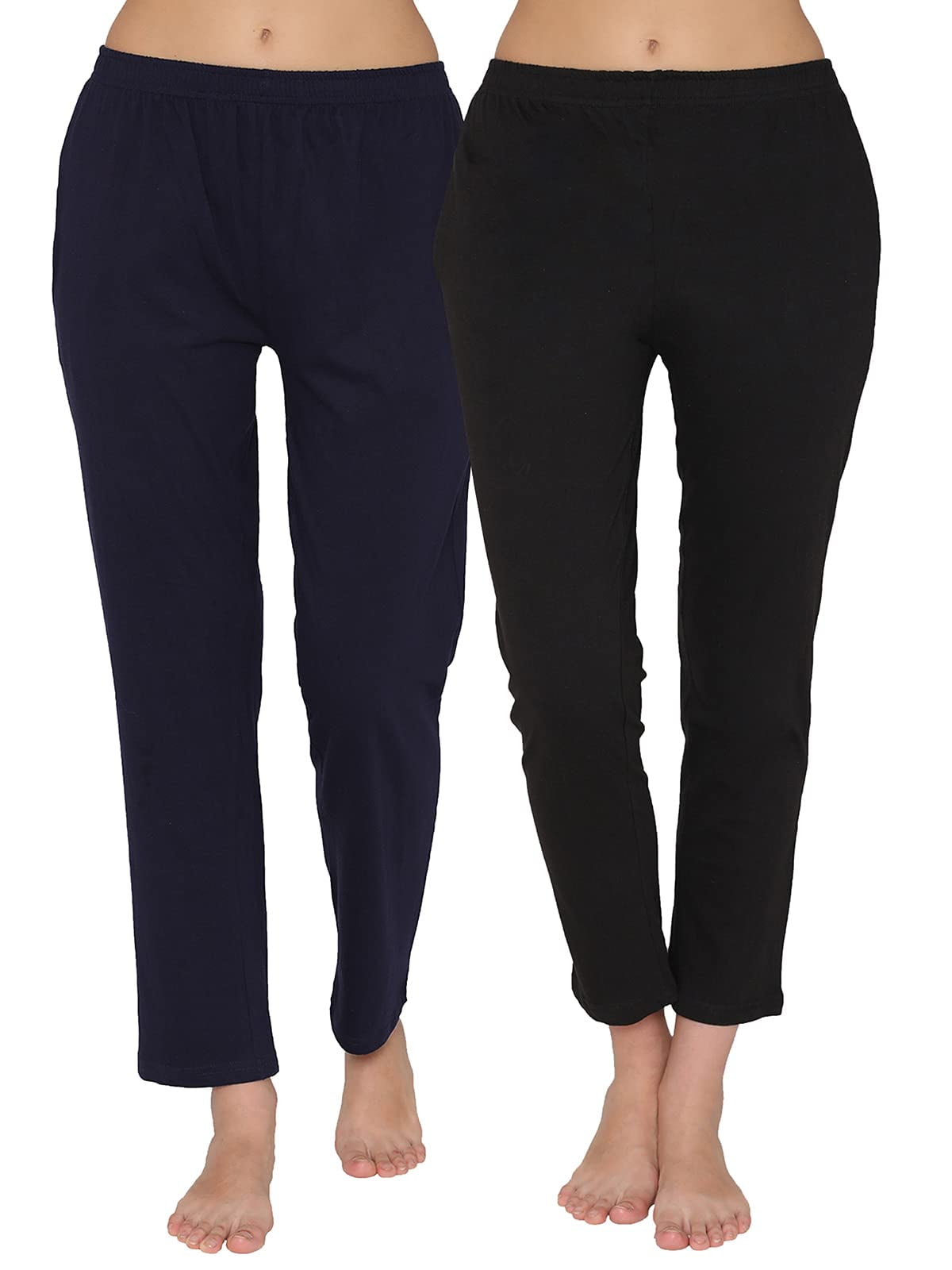 Clovia Women'S Cotton Pack Of 2 Chic Basic Pyjama Pants With Pocket ...