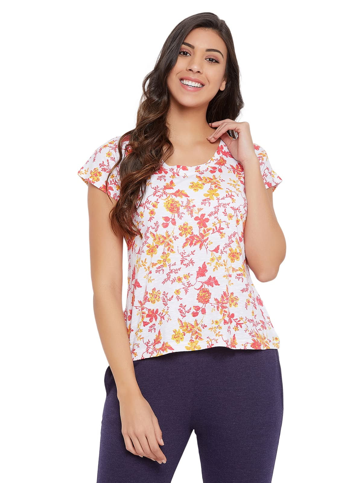 Clovia Women'S Rayon Print Me Pretty Lounge T-Shirt Prints (Lt0002X99 ...