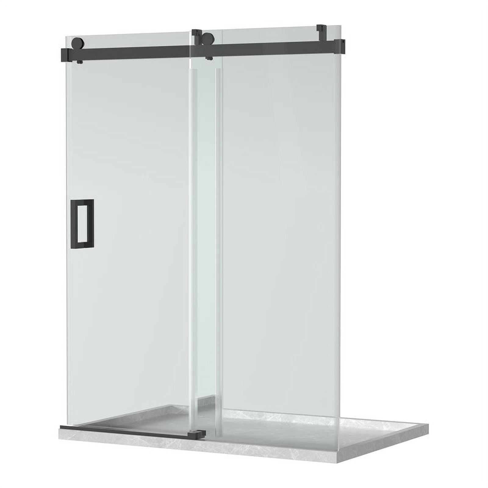 Clovis 76x60" Tempered Glass Shower Door in Matte Black/Clear - Walmart.com