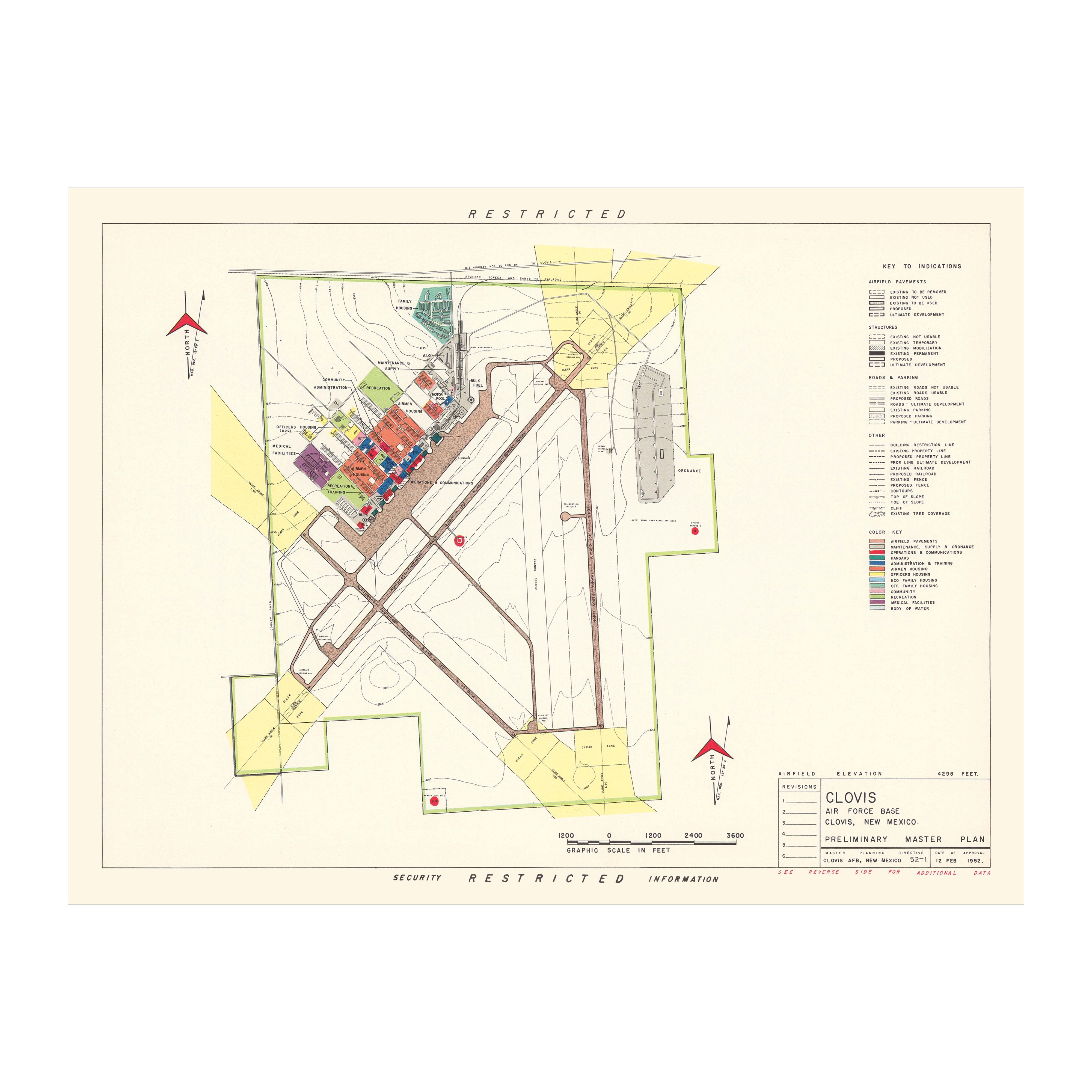Clovis Air Force Base Art, 1952 Vintage Map of Clovis Air Force Base ...