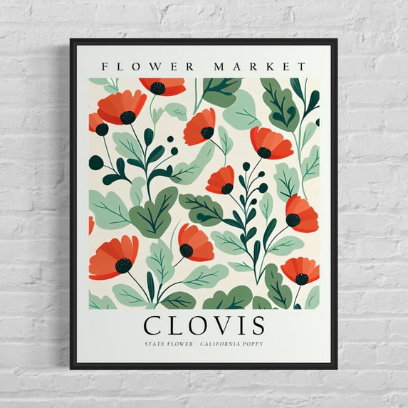 Clovis California Flower, Clovis Flower Market Art Print, California ...