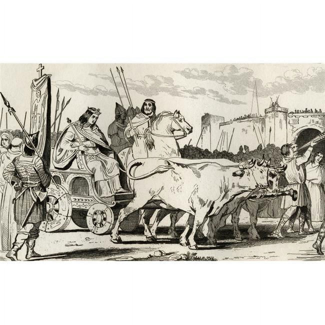 Clovis Iii 682 to 695 In A Chariot Pulled by Oxen with Pepin Ii of ...