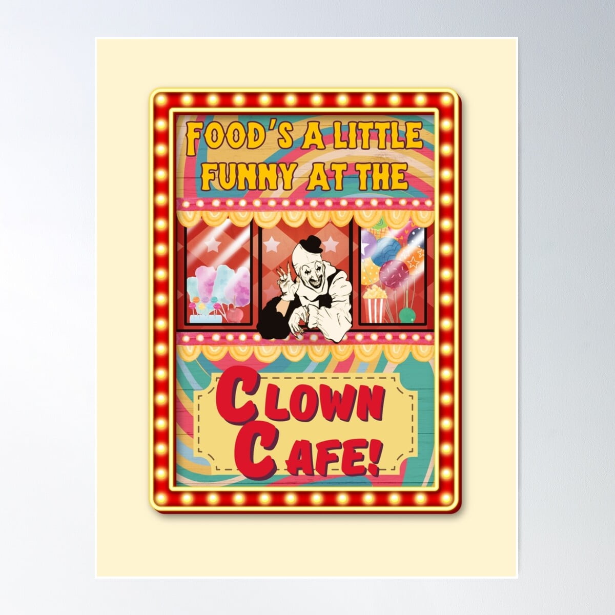 Clown Cafe With Art The Clown! Poster Wall Art, Modern Wall Decor For ...