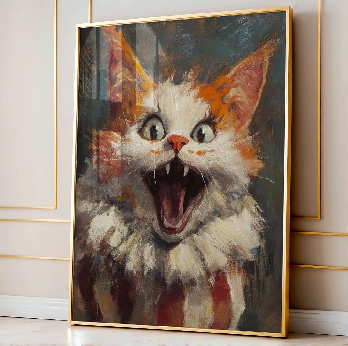 Clown Cat Art Print, Funny Sad Cat Poster, Aesthetic Vertical Wall Art ...