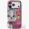 Clown Cat Oil Painting Art Protective Cover for iPhone 11 12 13 14 15 ...