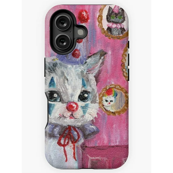 Clown Cat Oil Painting Inspired Funny Phone Case for iPhone 11 12 13 14 ...
