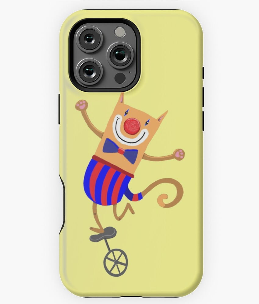 Clown Cat On A Unicycle Circus Phone Case for iPhone 16 15 14 13 12 11 ...