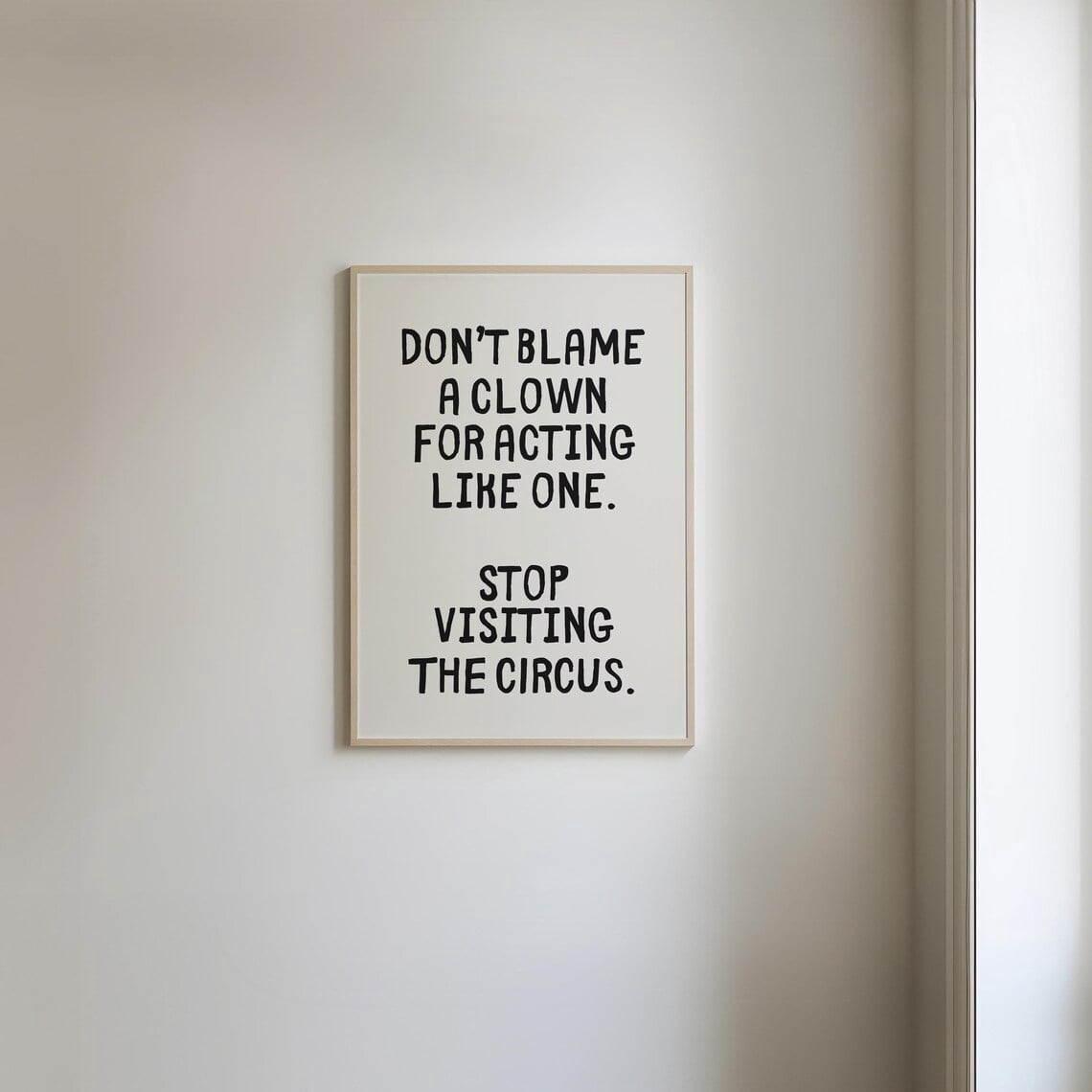 Clown Circus Quote Trendy Funky Wall Art Decor Print, Stretched Canvas ...