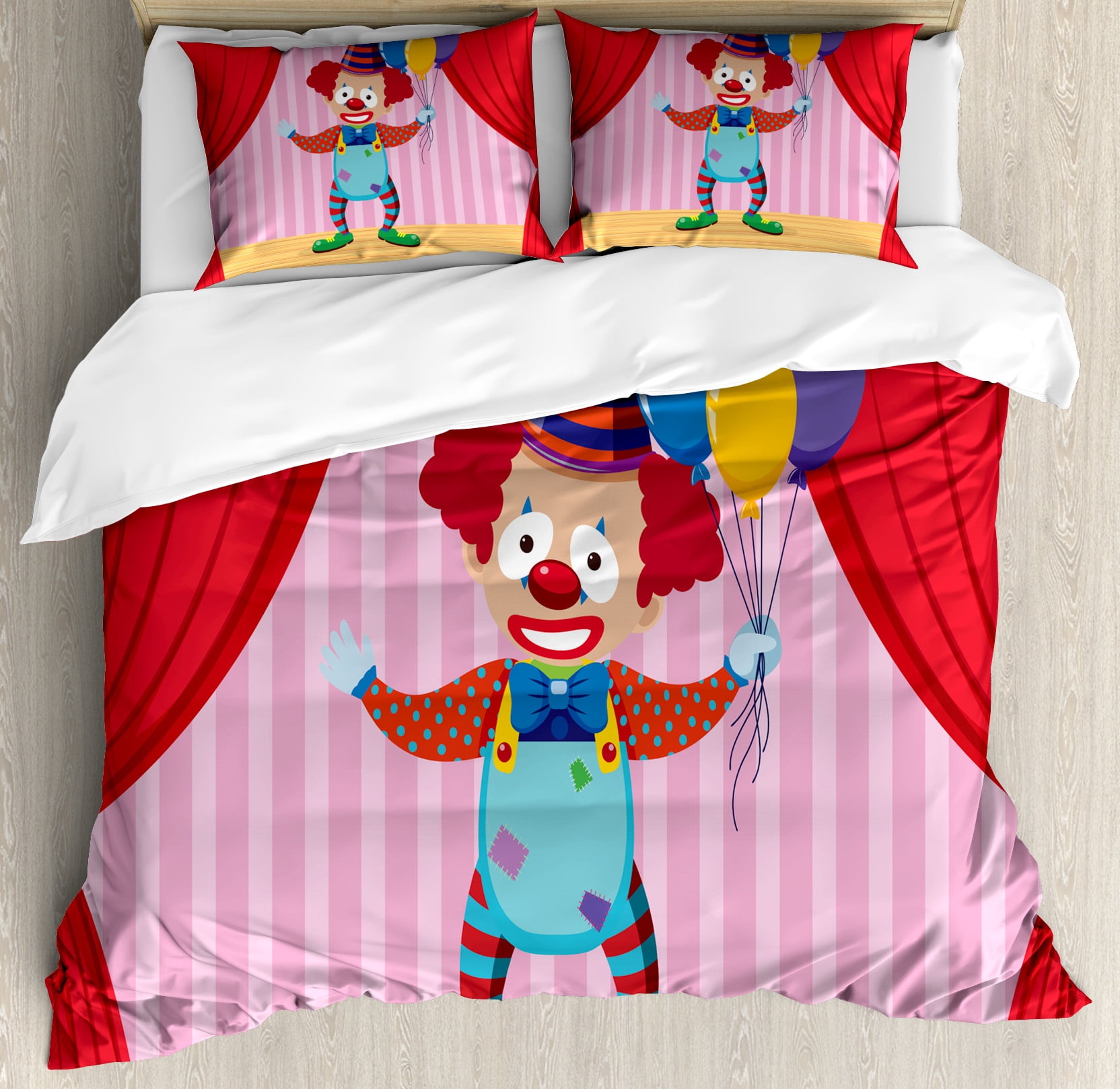 Clown Duvet Cover Set, Themed Graphic of Whimsical Entertainer Man on ...