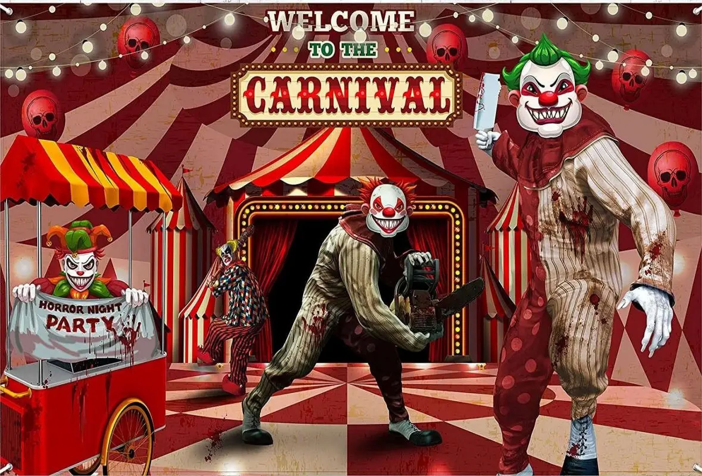 Clown Evil Circus Theme Backdrop Photography Creepy Carnival Haunted ...