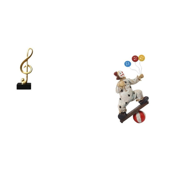 Clown Figurine Music Note Sculpture Tabletop Ornament Resin Craft for ...