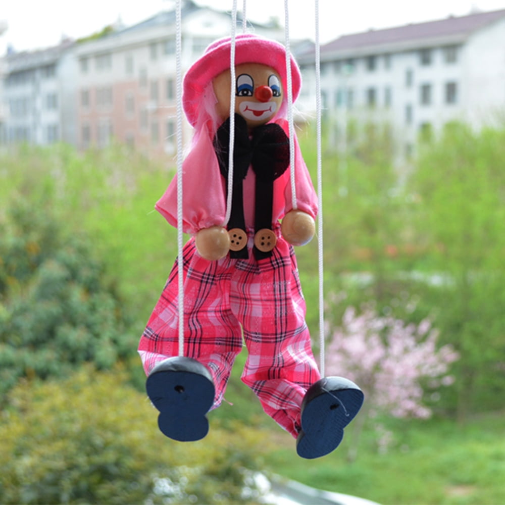 Clown Hand Marionette Puppet Toys Children's Wooden Colorful Marionette ...