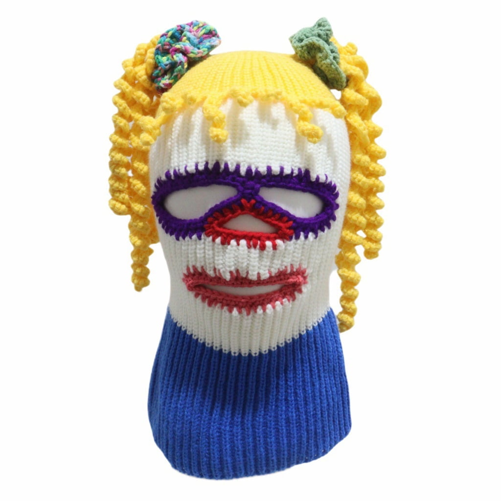 Clown Neckcover Hat for Teens Knitted Clown Hat Cold Weather Neckcover ...
