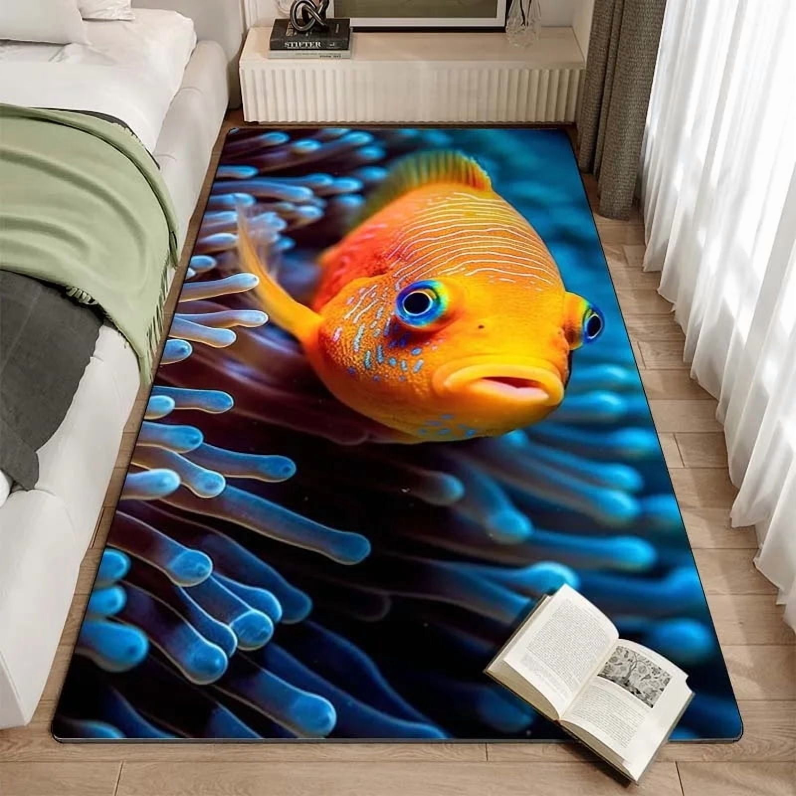 Clown Pattern Area Rug Ocean Fish Carpet Home Living Room Bedroom Dorm ...