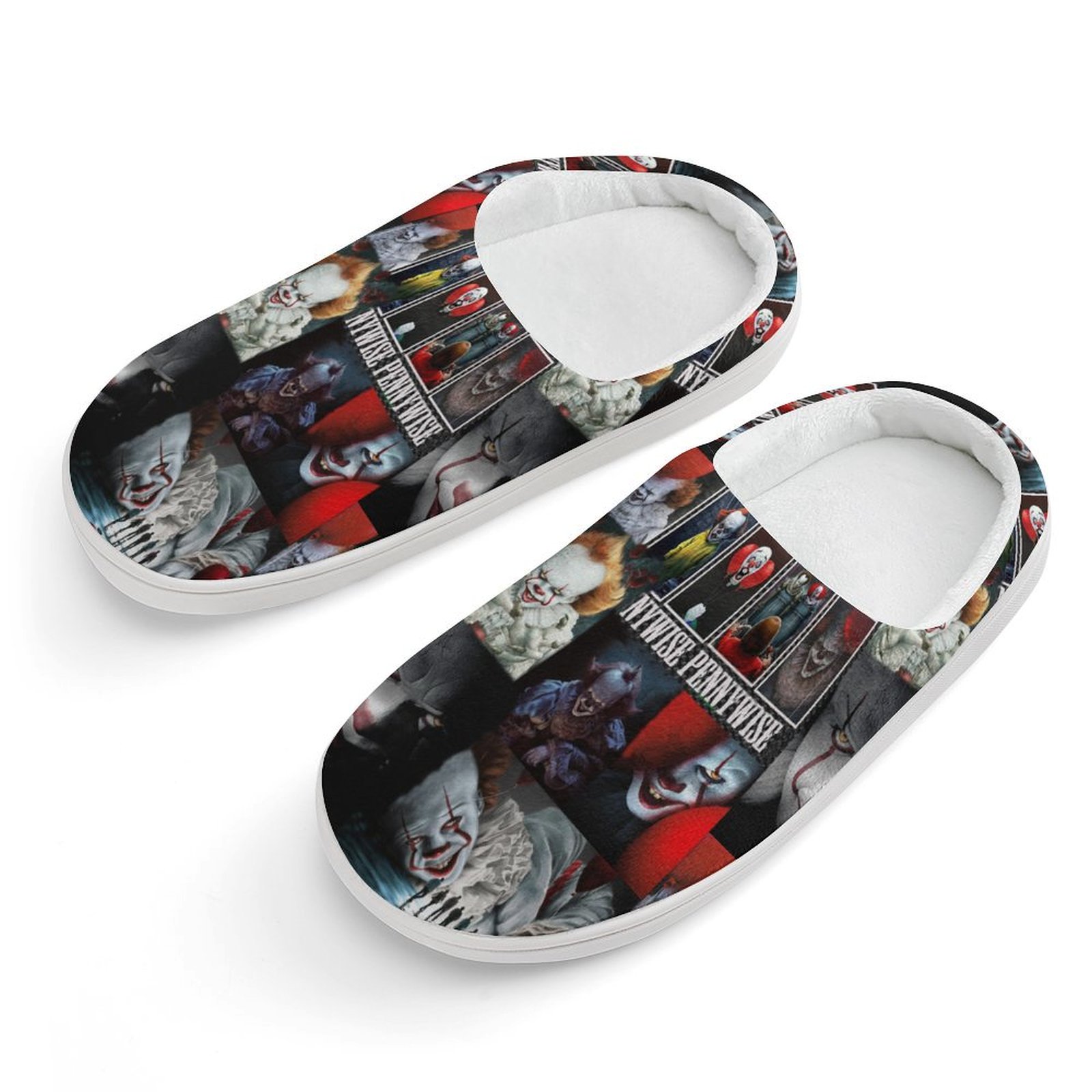 Clown Pennywise Fluffy House Cotton Slippers Memory Foam Suede Slippers ...