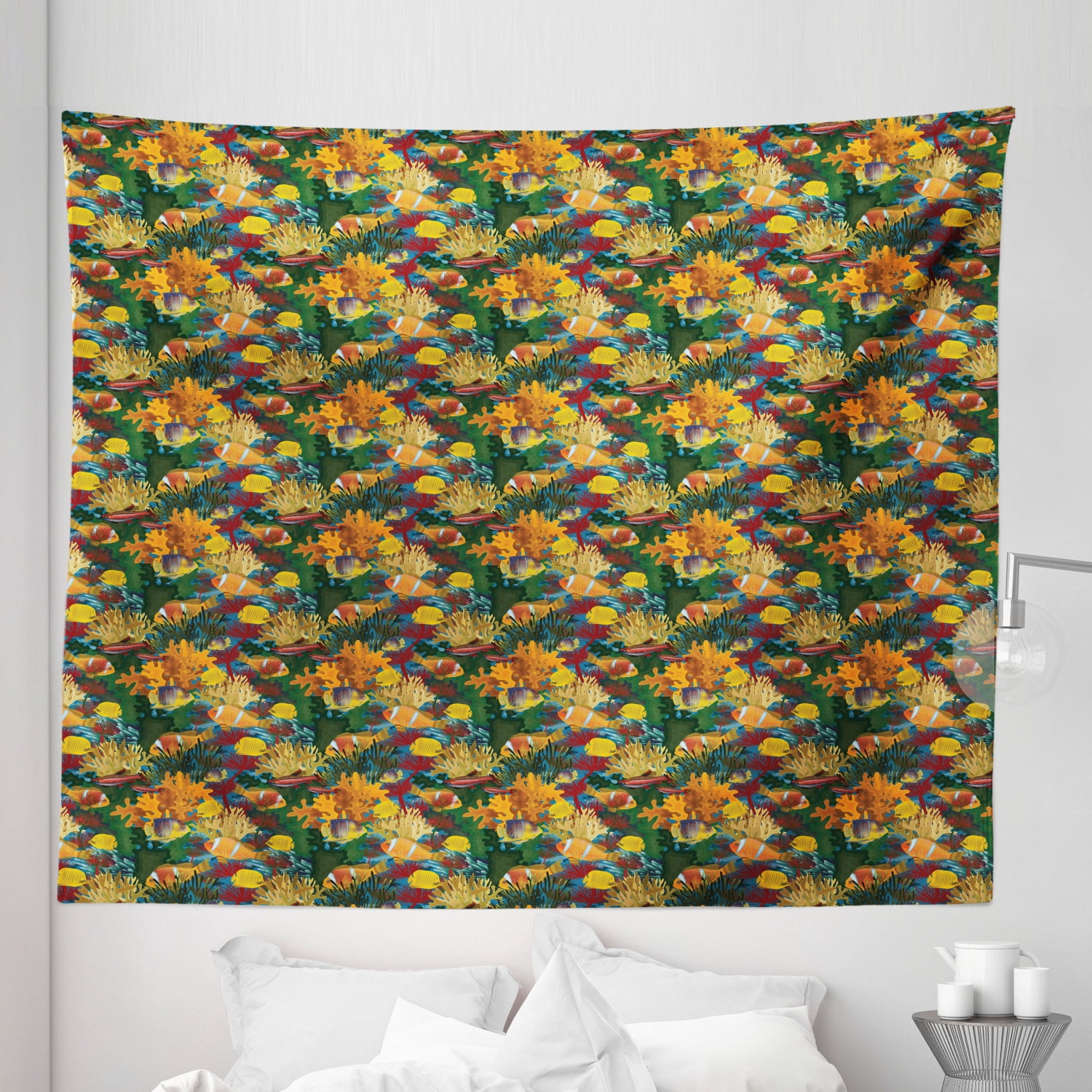 Clown Tapestry, Continuous Colorful Underwater Pattern with Tropical ...