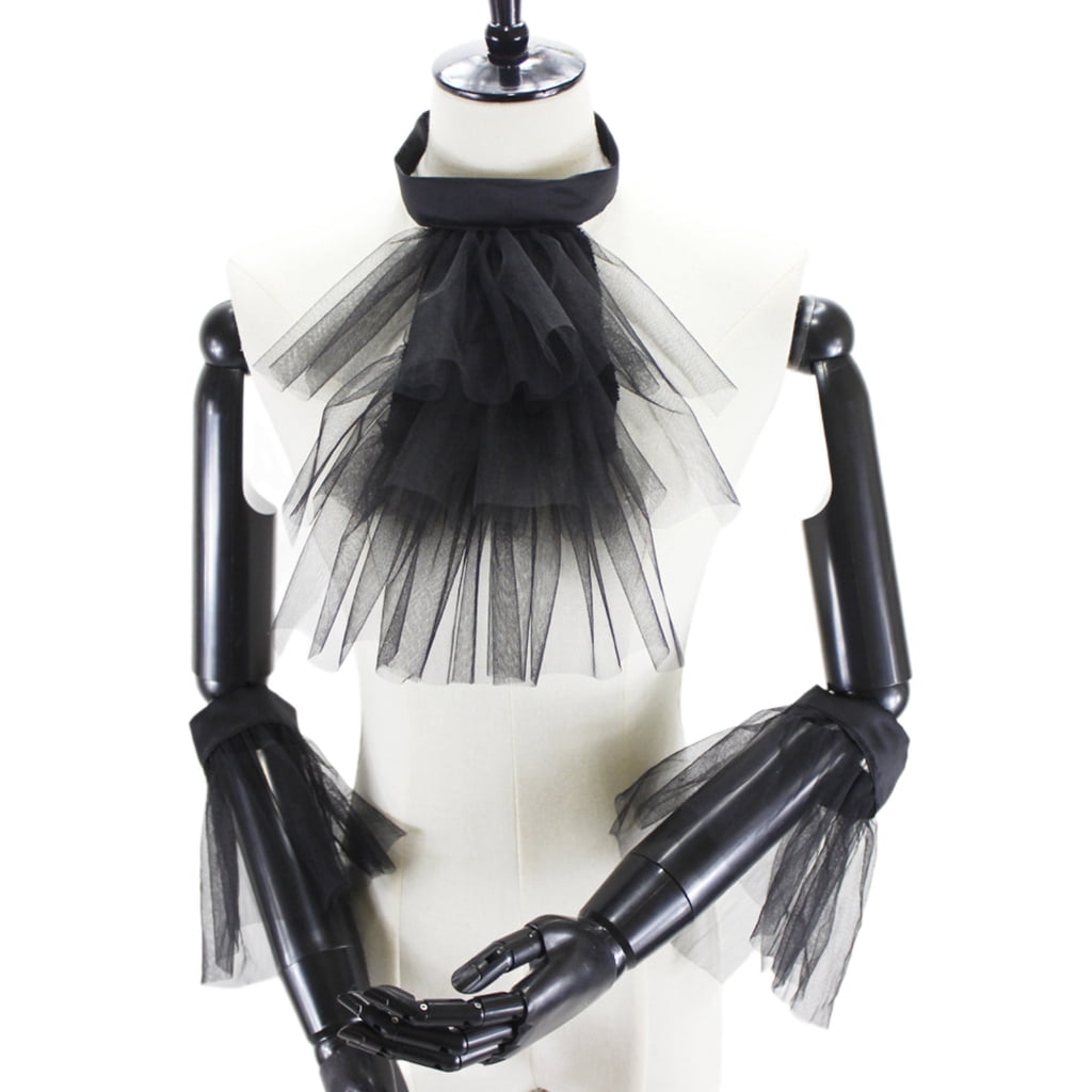Clown Tulle Ruffled Collar Vintage Neck Ruff Mesh Collar/Ruffle Cuffs ...