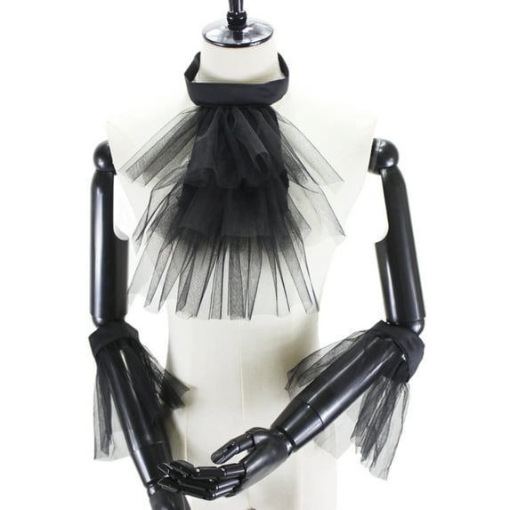 Clown Tulle Ruffled Collar Vintage Neck Ruff Mesh Collar/Ruffle Cuffs ...