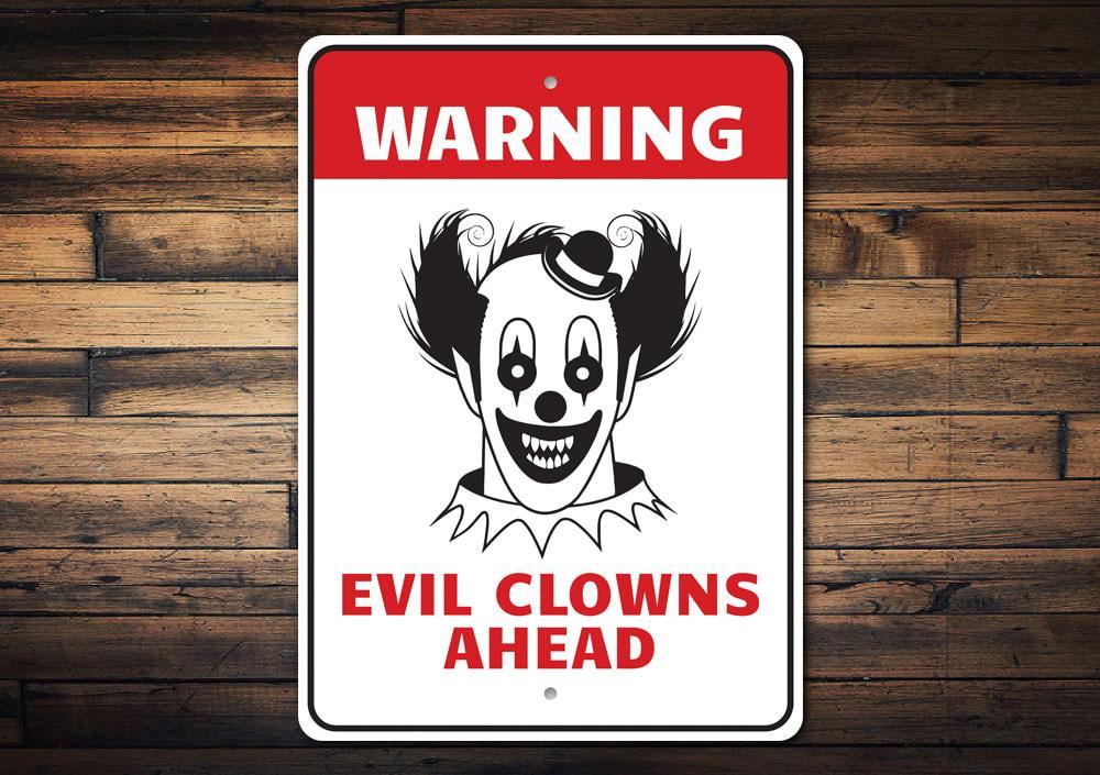Clown Warning Novelty Sign, Metal Wall Decor - 10x14 inches - Walmart.com