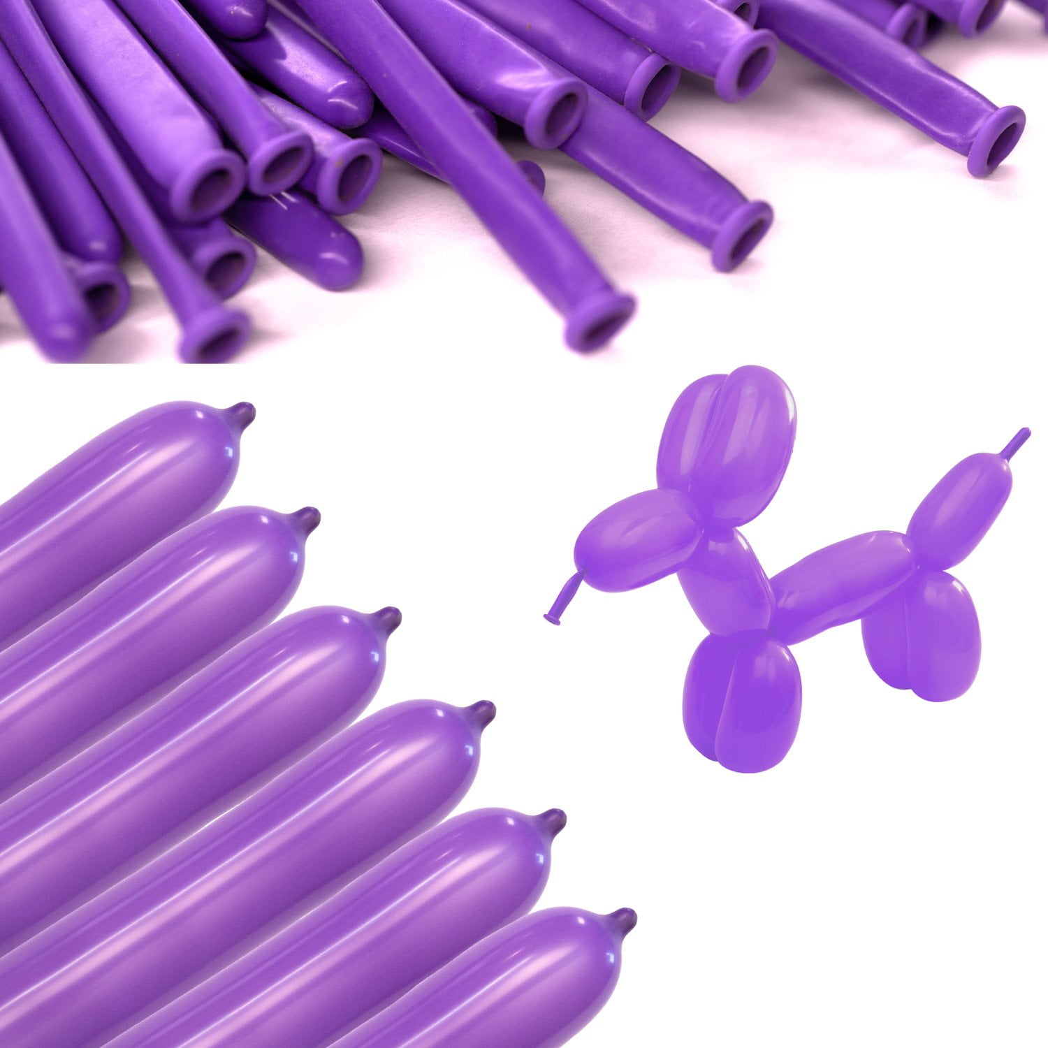 Clownatex 260 Long Twisting Lilac Balloons (100 pcs) for Balloon ...