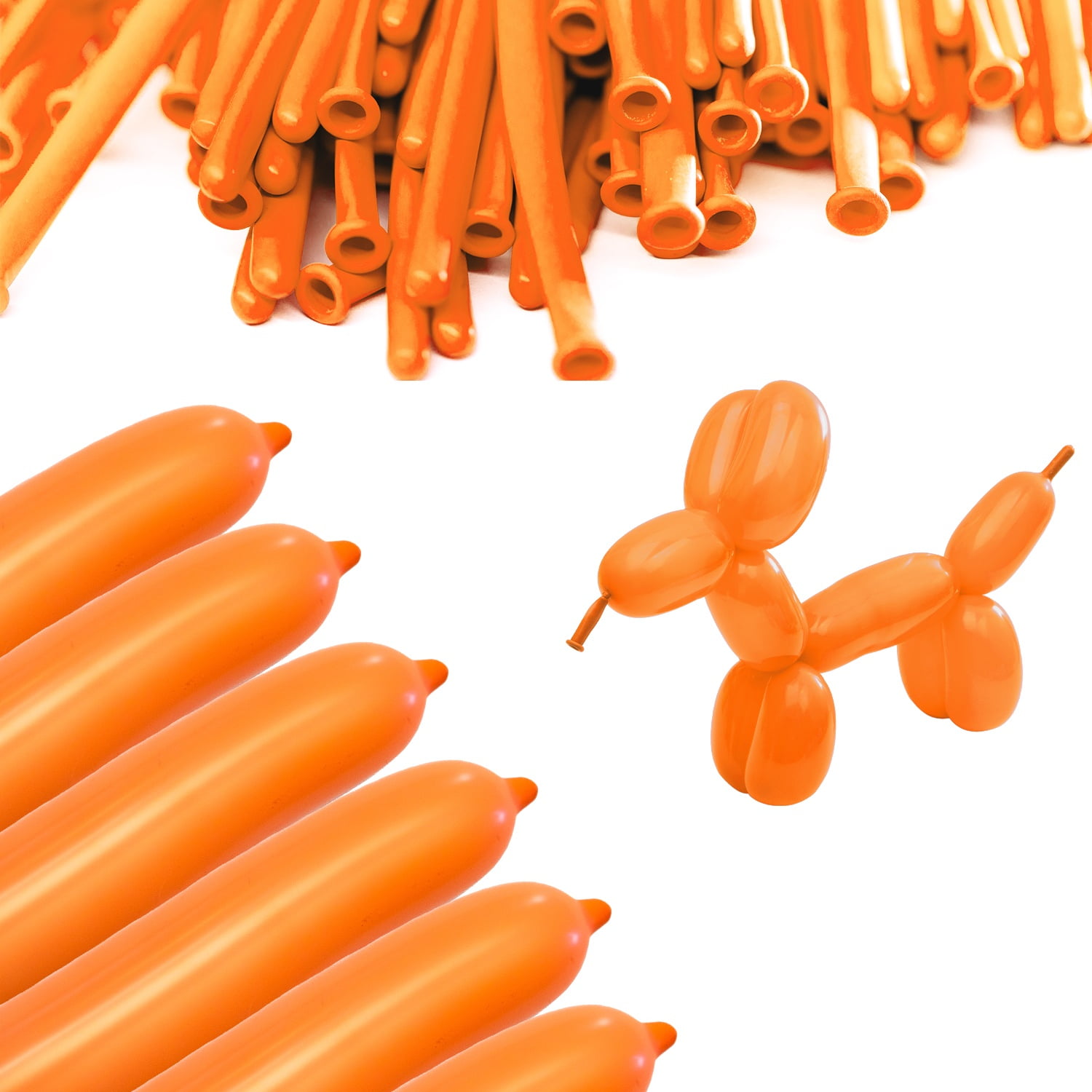 Clownatex 260 Long Twisting Orange Balloons (100 pcs) for Balloon ...