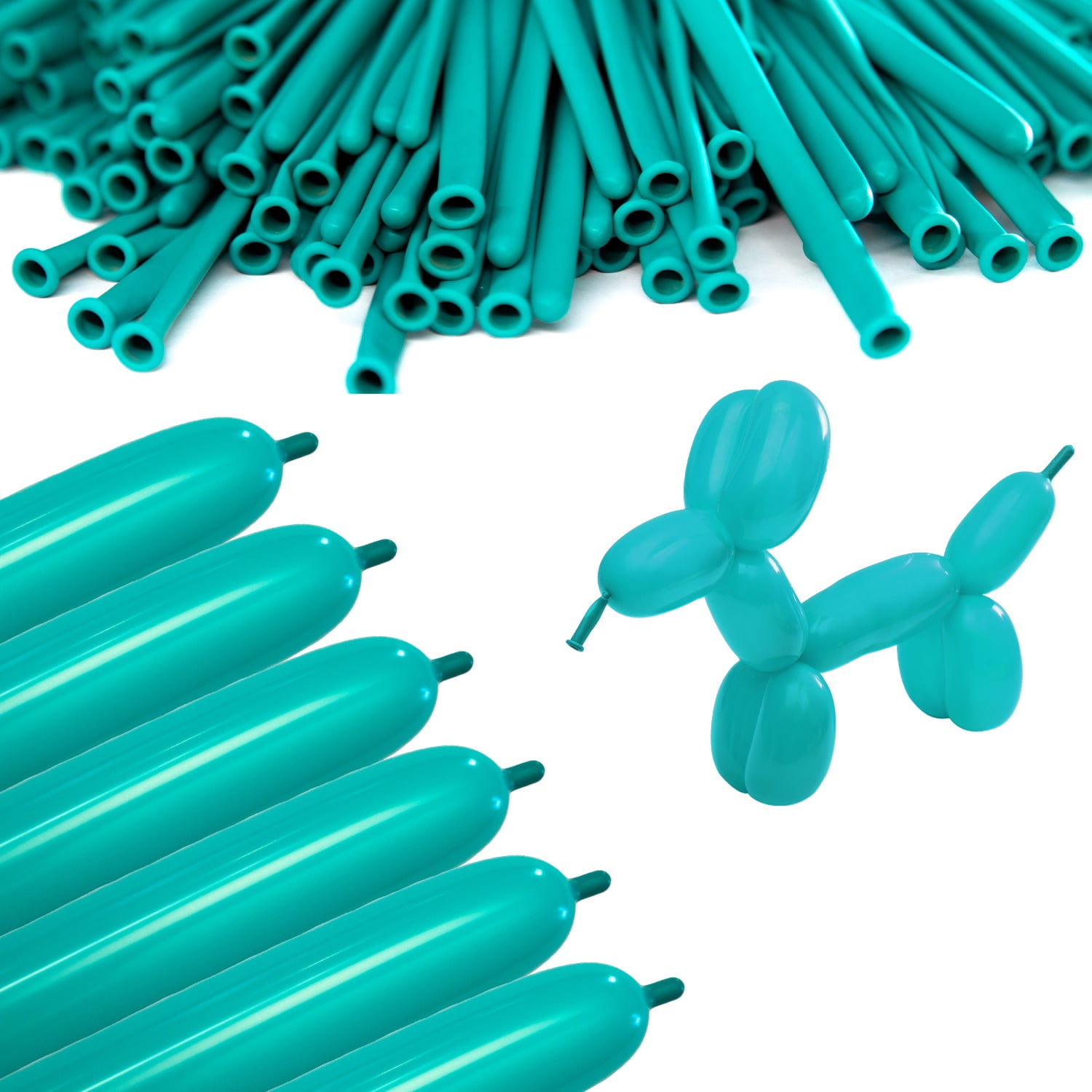 Clownatex 260 Long Twisting Teal Balloons (100 pcs) for Balloon Animals ...