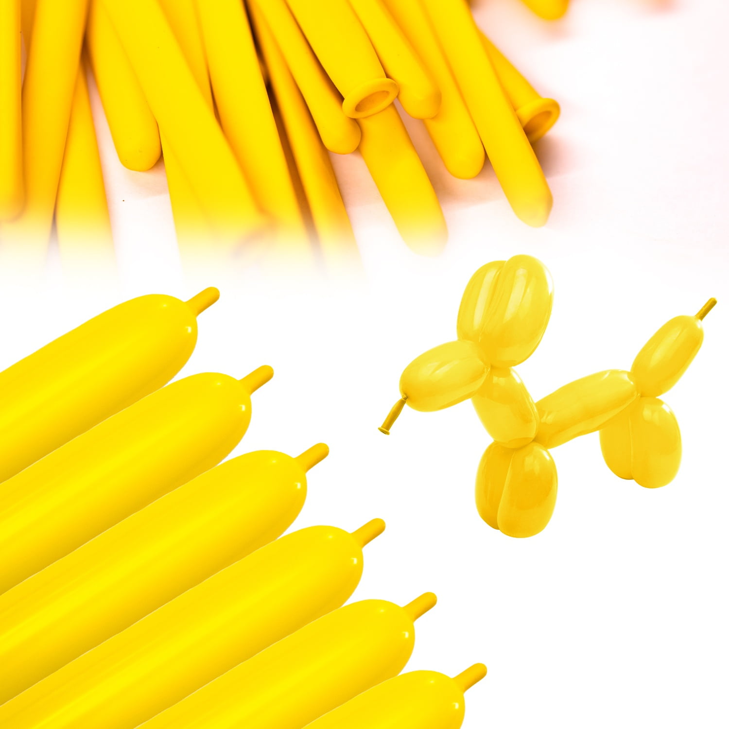Clownatex 260 Long Twisting Yellow Balloons (100 pcs) for Balloon ...