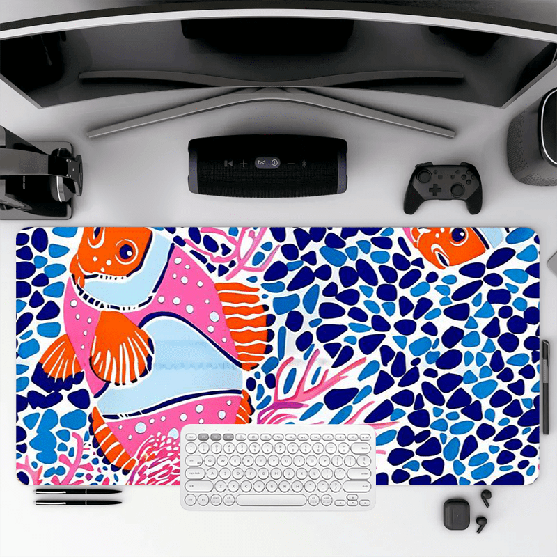 Clownfish Coral Reef Pattern Mouse Pad 35.4 x 15.8 inches Rubber Desk ...