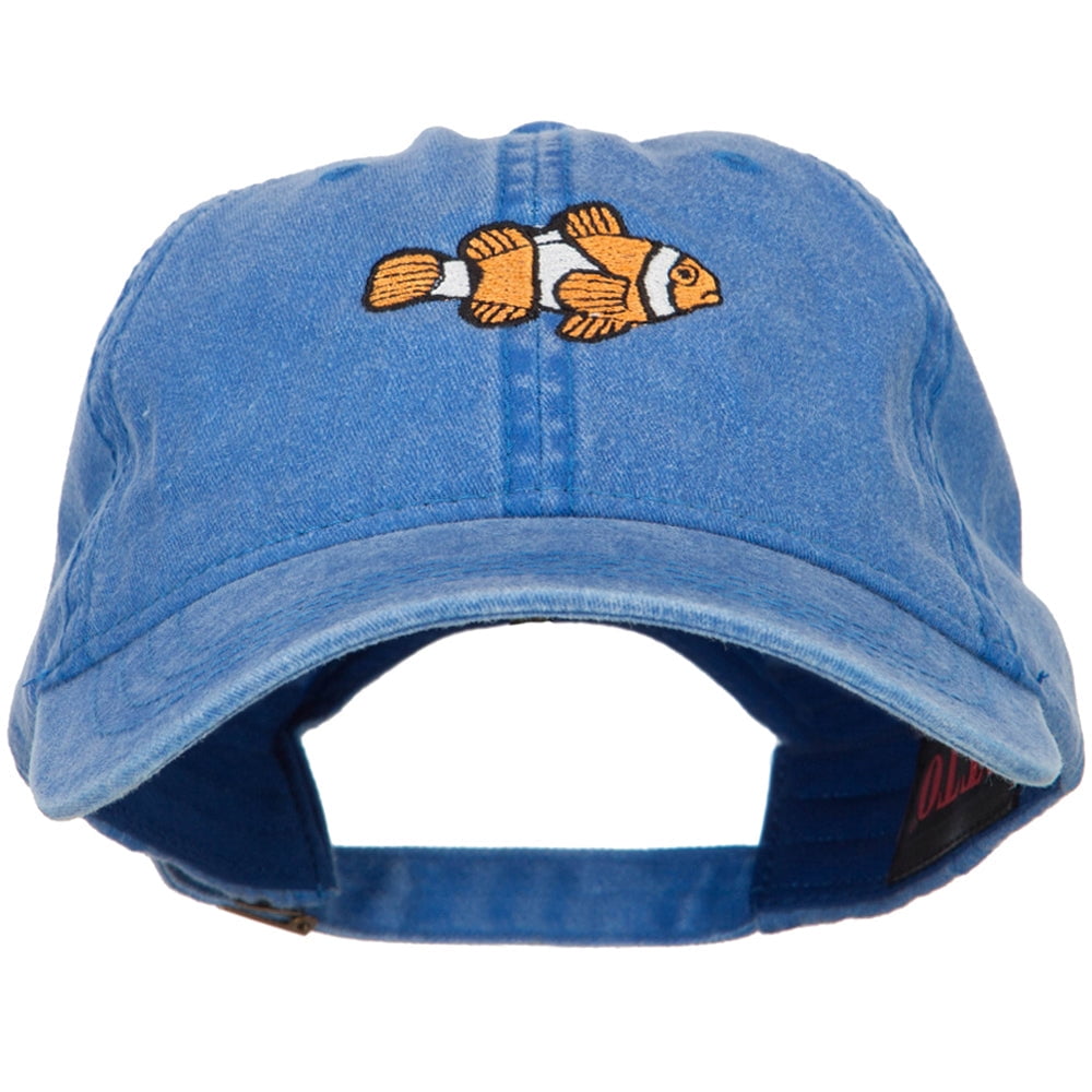 Clownfish Embroidered Washed Cotton Cap - Royal OSFM - Walmart.com