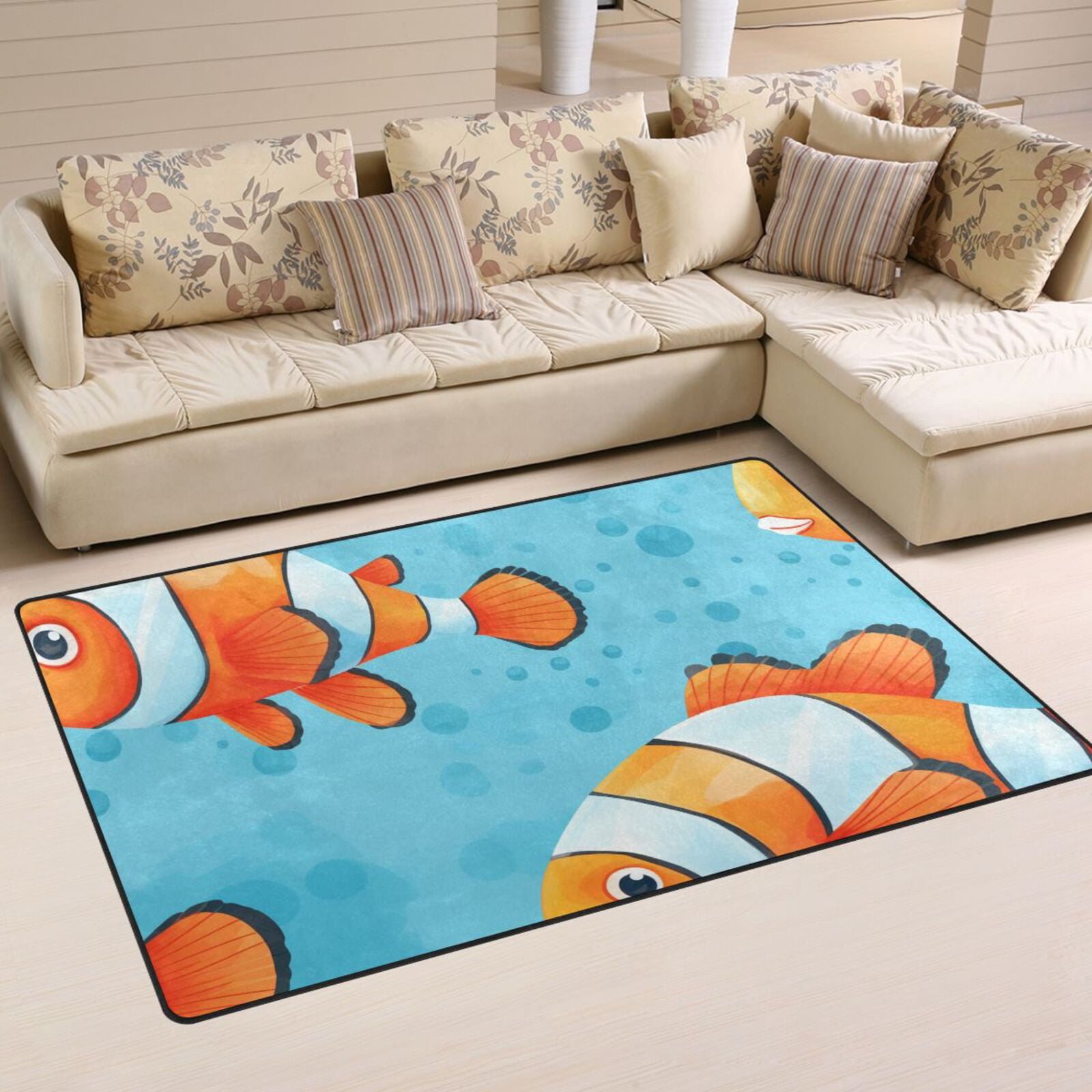 Clownfish Fish Area Rug Washable Floor Carpet Mat 60 x 39 inch for ...
