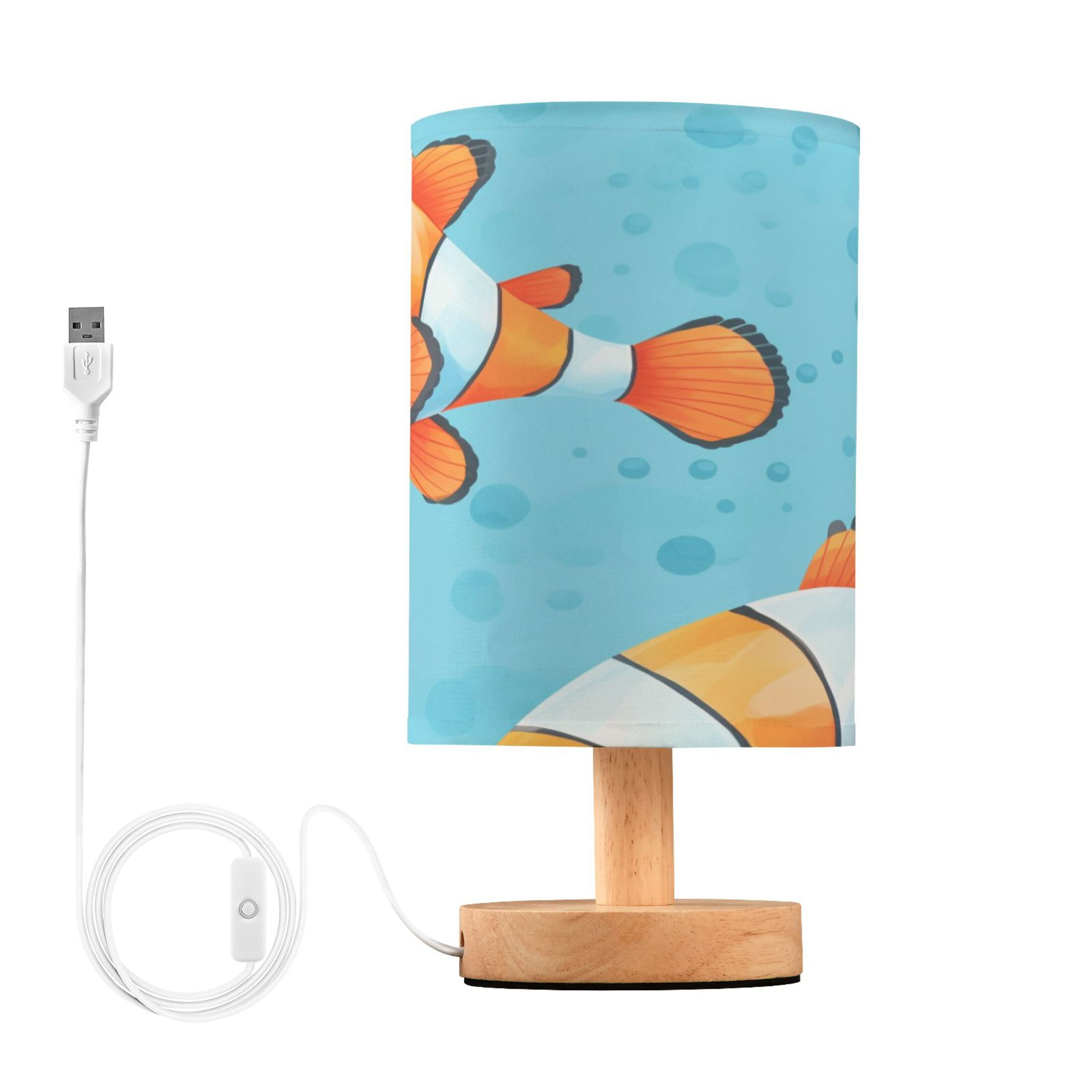 Clownfish Fish Table Lamp USB Bedside Desk Nightstand Lamp Printed ...