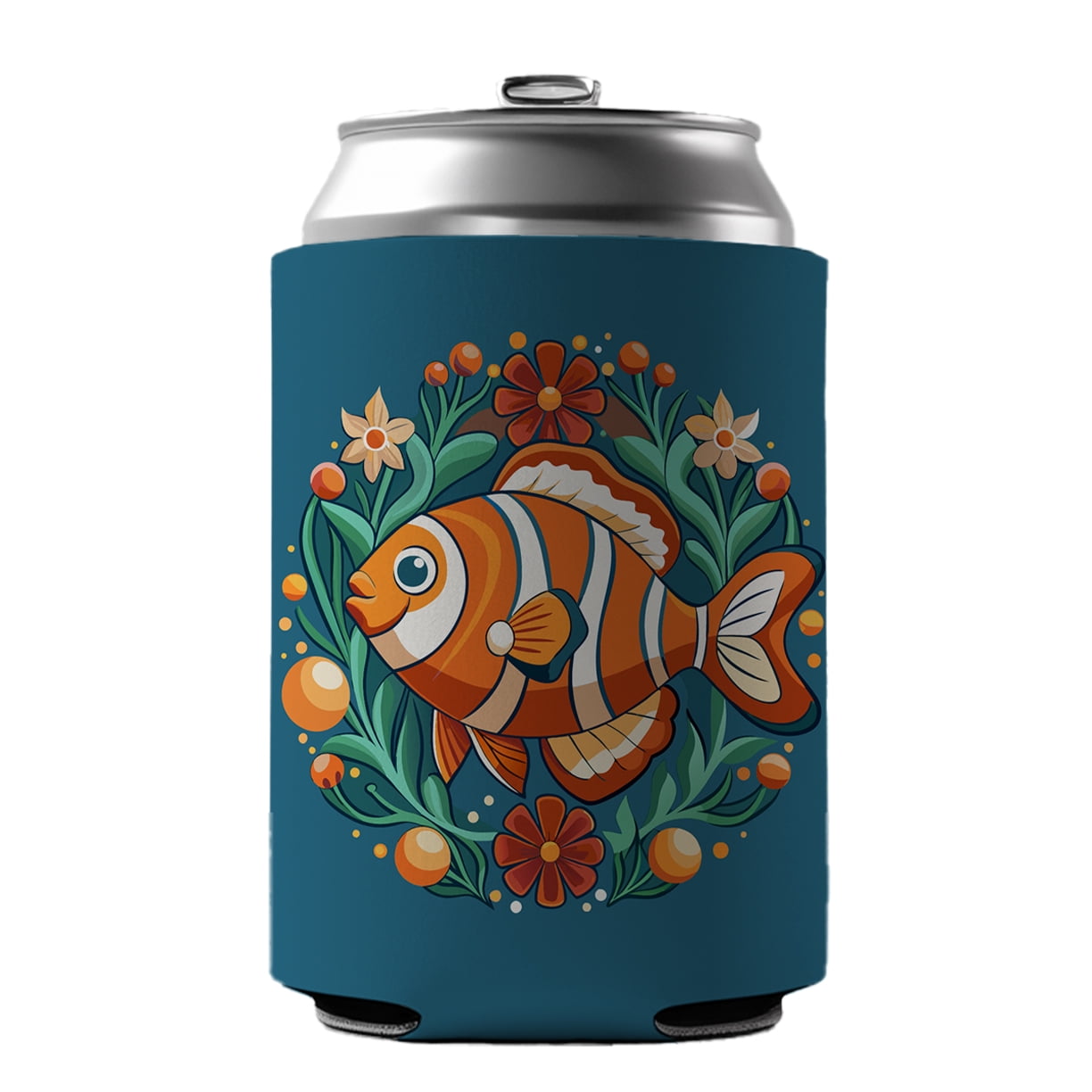 Clownfish Floral Flowers Drink Beer Soda Insulated Sleeve Holder Can ...