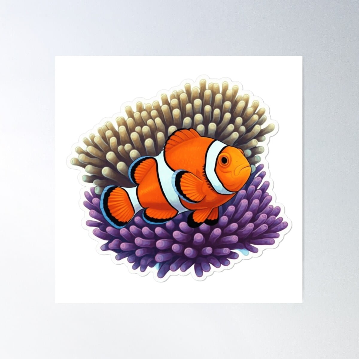 Clownfish In Coral Poster Wall Art, Modern Wall Decor For Living Room ...
