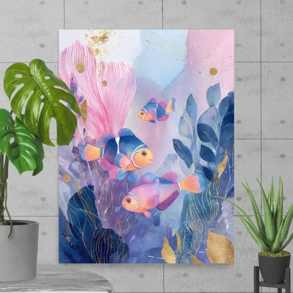 Clownfish Ocean Poster, Tropical Coral Reef Wall Art, Coastal & Kids ...