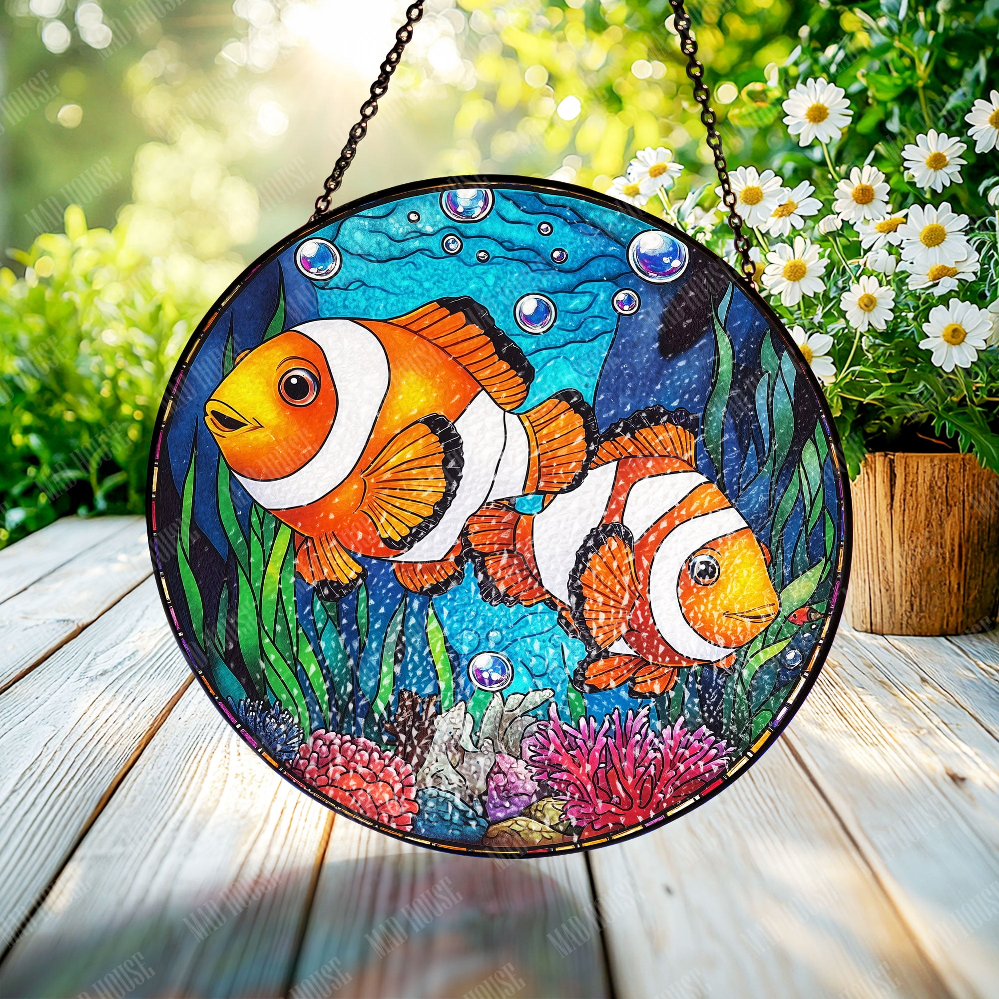 Clownfish Stained Glass Window Decor, Vibrant Ocean-Themed Suncatcher ...