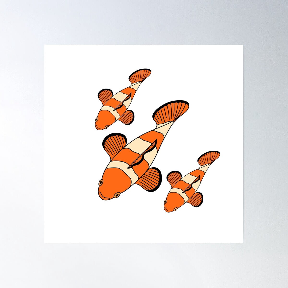Clownfish Vintage Drawing Fs Poster Wall Art, Modern Wall Decor For ...