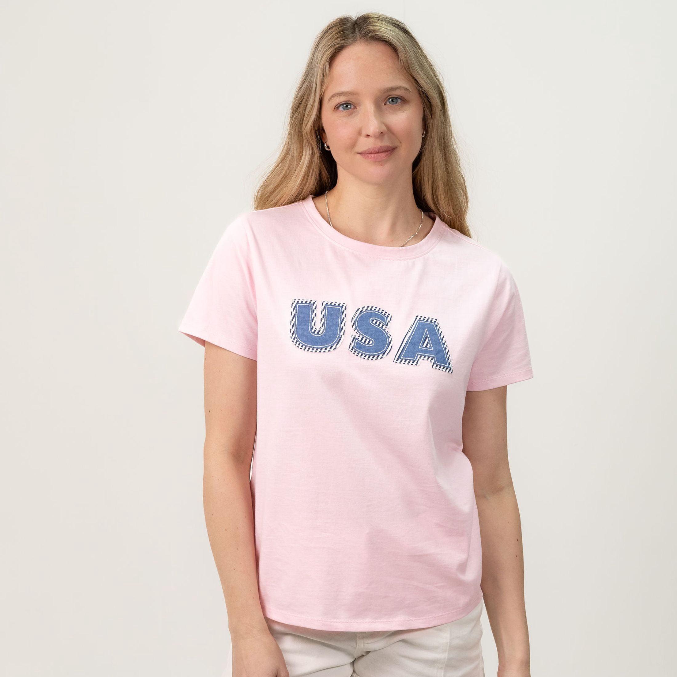 Club 76 Pink Patchwork USA Tee - Walmart.com