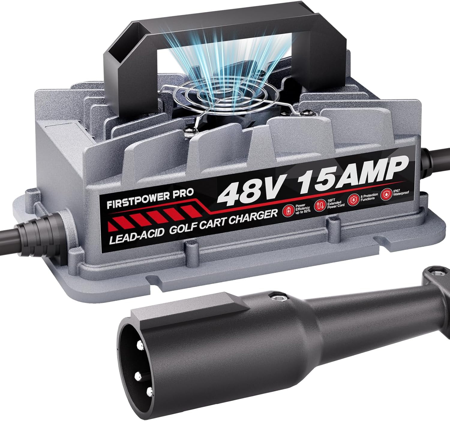 Club Car Charger, 48V 15A Golf Cart Charger, Golf Cart Battery Charger ...