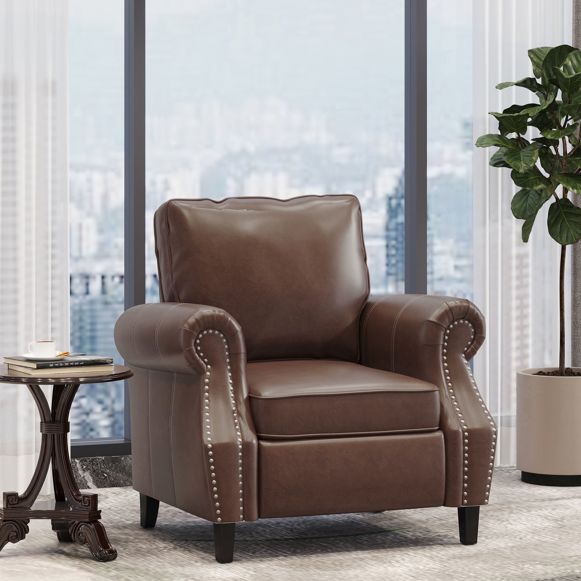 Club Chair | Create a Relaxing Space in Interior | Dark Brown PU and ...