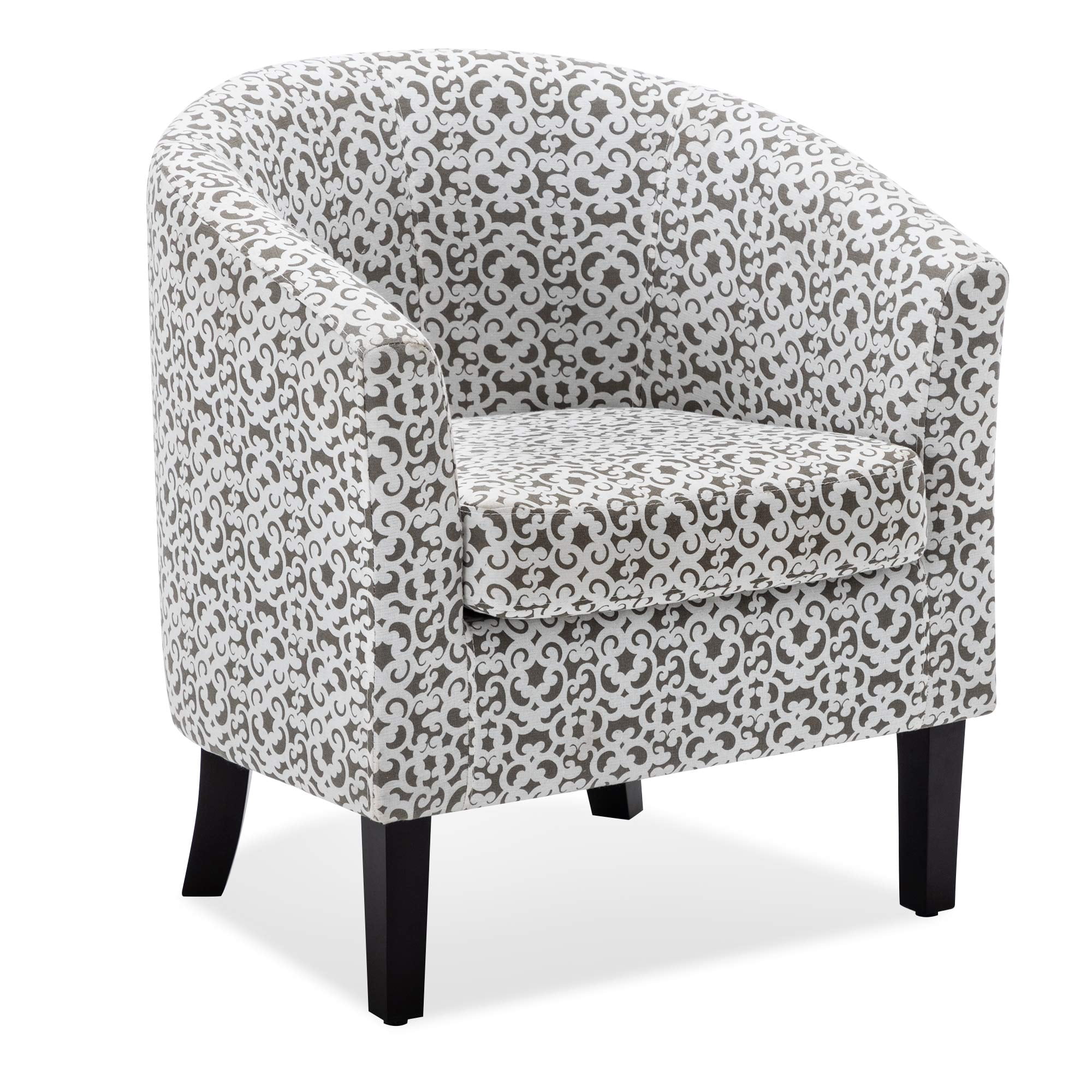 Club Chair for Living Room, Linen Round Barrel Accent Chair with Soft ...