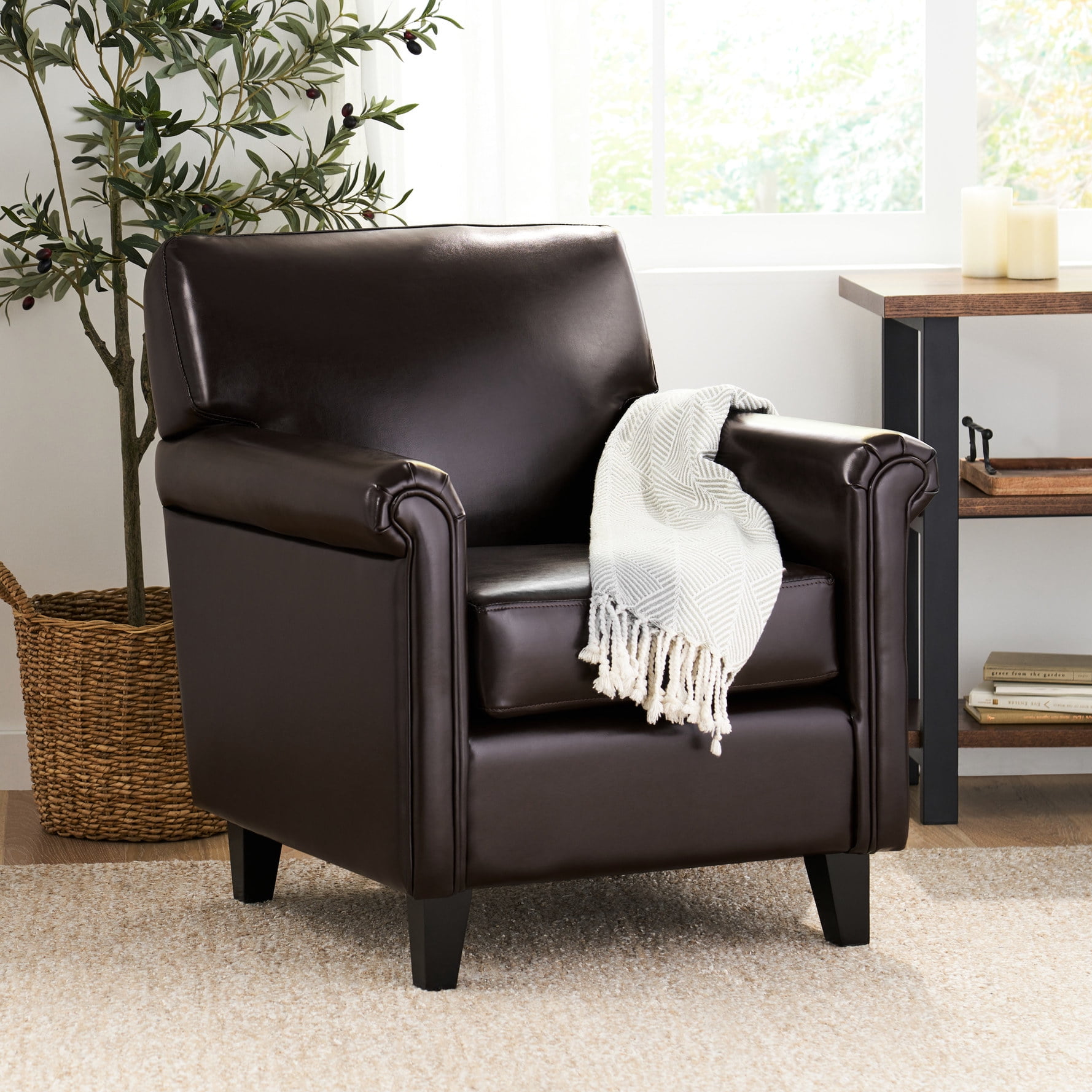 Club Chair / Overstuffed Seat and Back, Chocolate Color / Adds Comfy ...