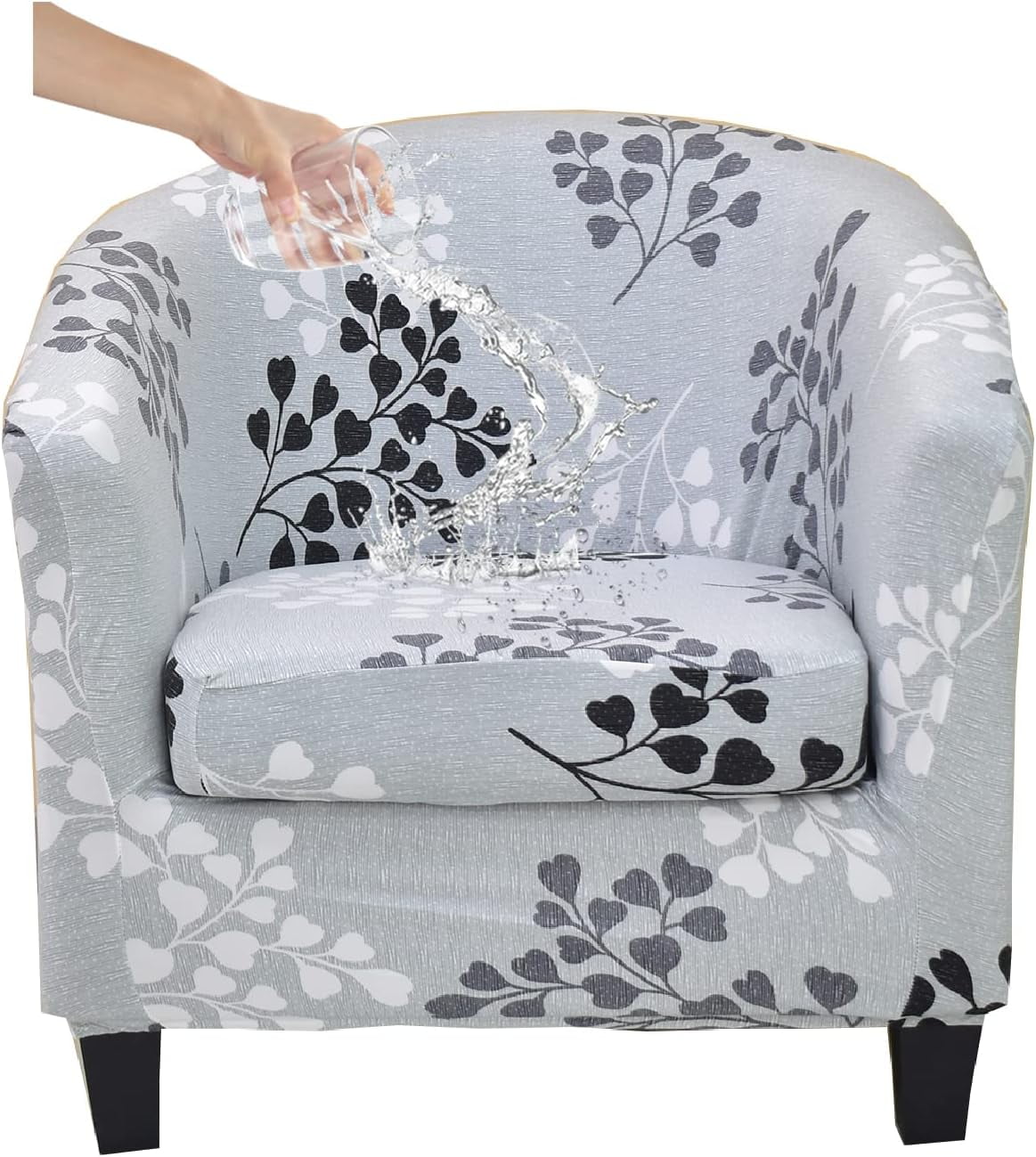 Club Chair Slipcover 2 Piece Stretch Printed Round Barrel Chair Covers ...
