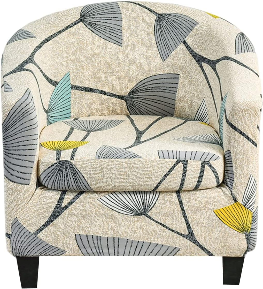 Club Chair Slipcover 2 Piece Stretch Printed Round Barrel Chair Covers ...