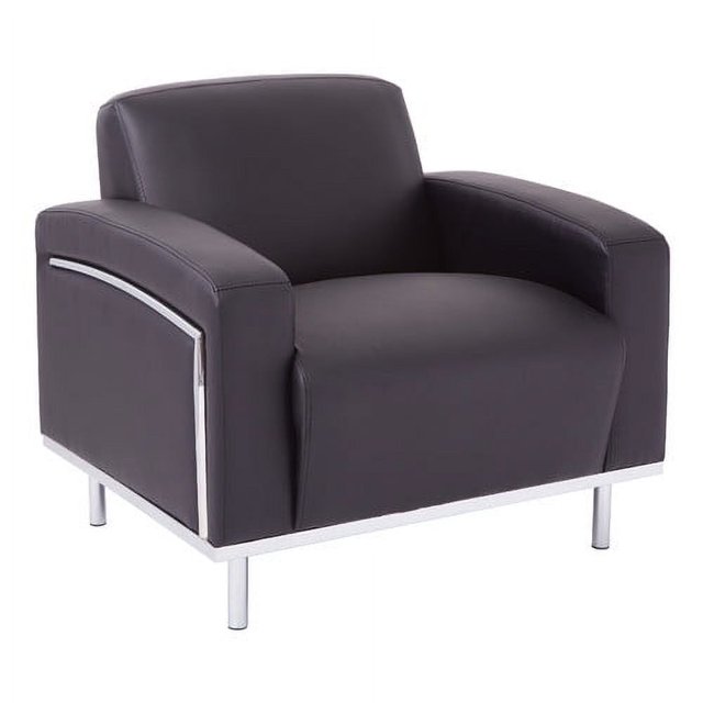 Club Chair in Eco Leather with Chrome Accents - Walmart.com