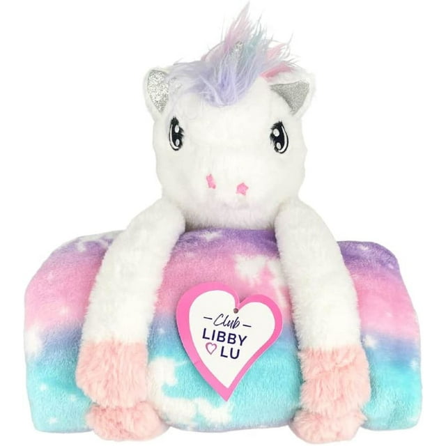 Club LIBBY LU Kids Unicorn Plush Toy and Cuddly Throw Blanket Gift Set ...