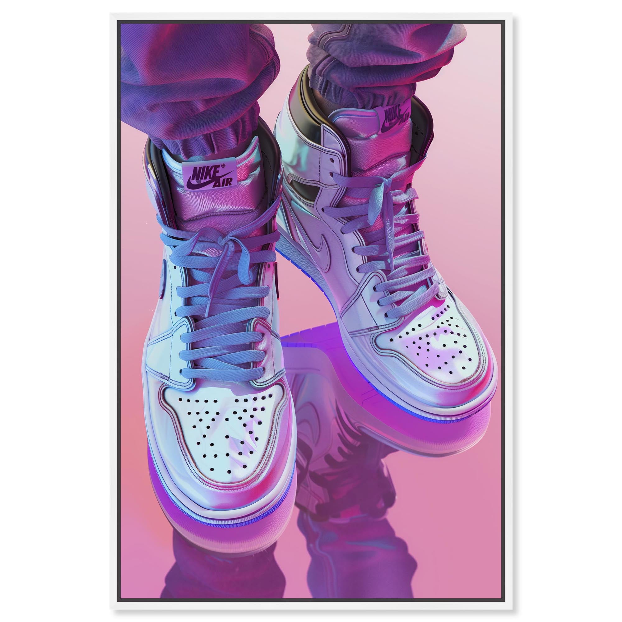 Club Lights Sneakers Canvas Neon Art Prints by Art Remedy, White Frame ...