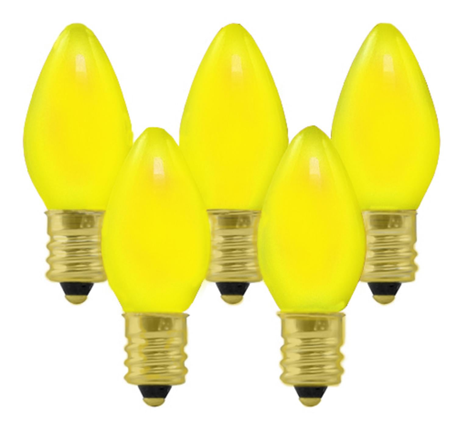 Club Pack of 100 C7 Ceramic Yellow Replacement Christmas Light Bulbs ...